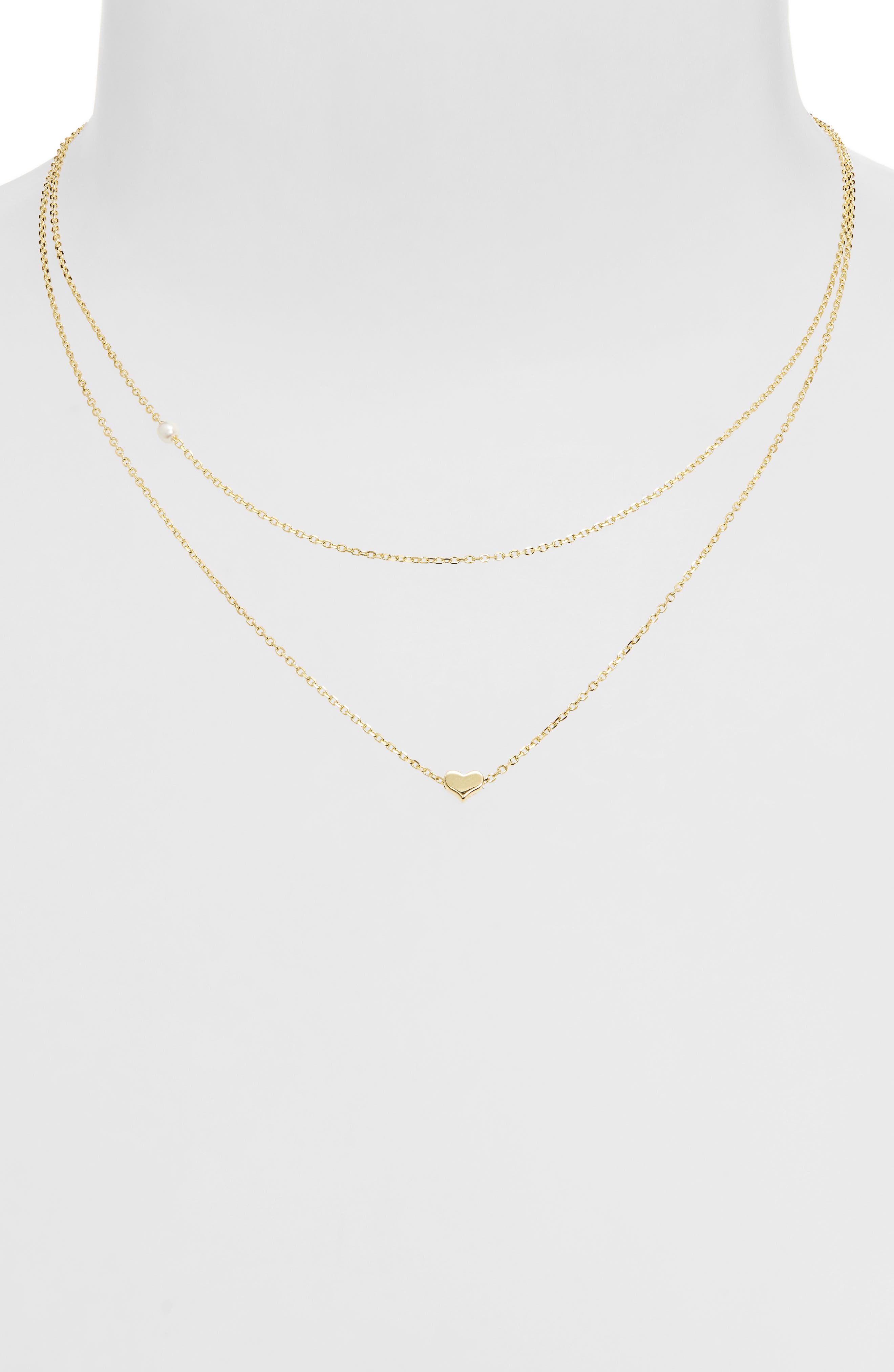 ARGENTO VIVO Faux Pearl & Heart Double Strand Chain Necklace ...