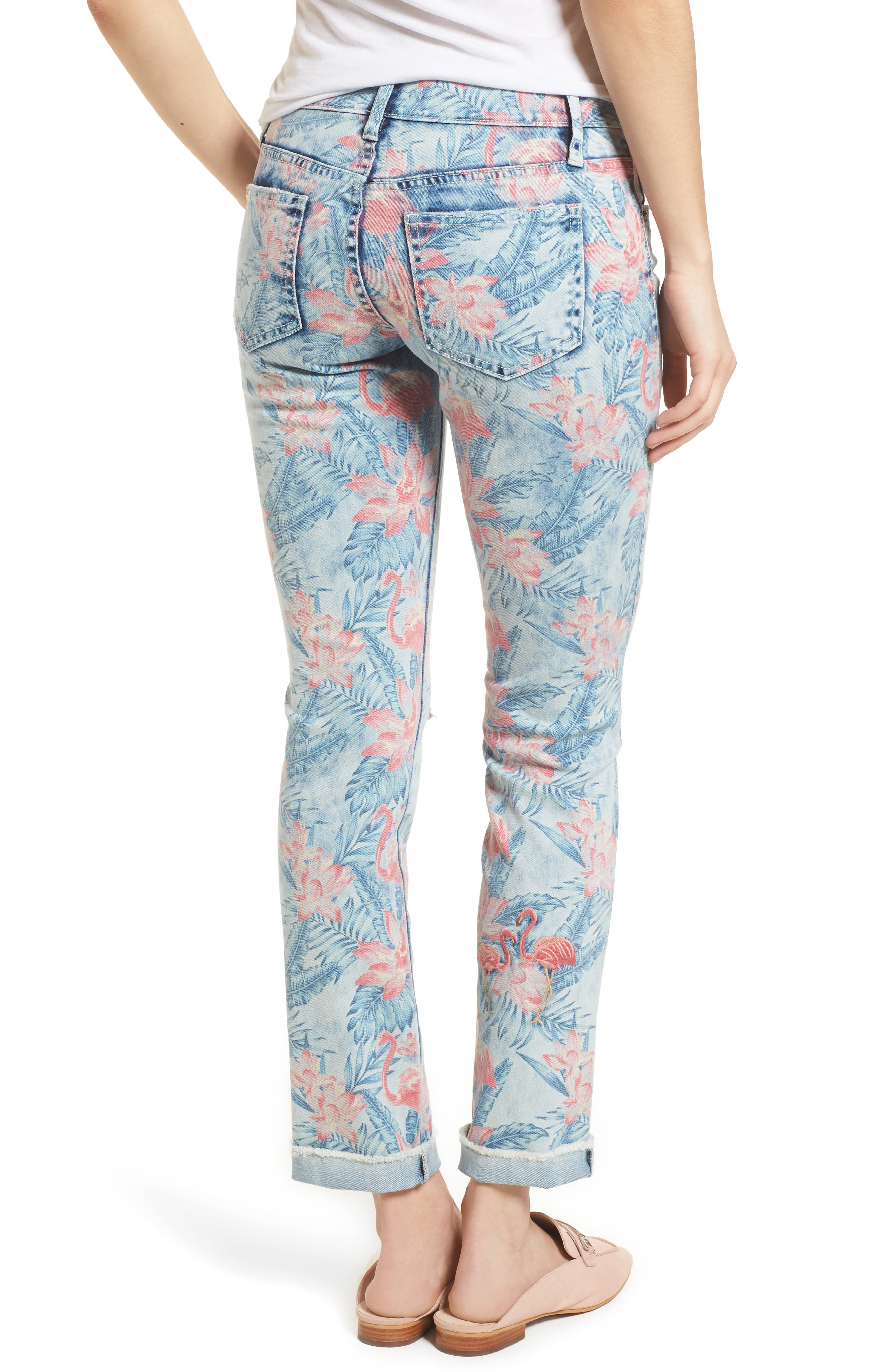 Billy T Embroidered Distressed Flamingo Jeans | Nordstrom