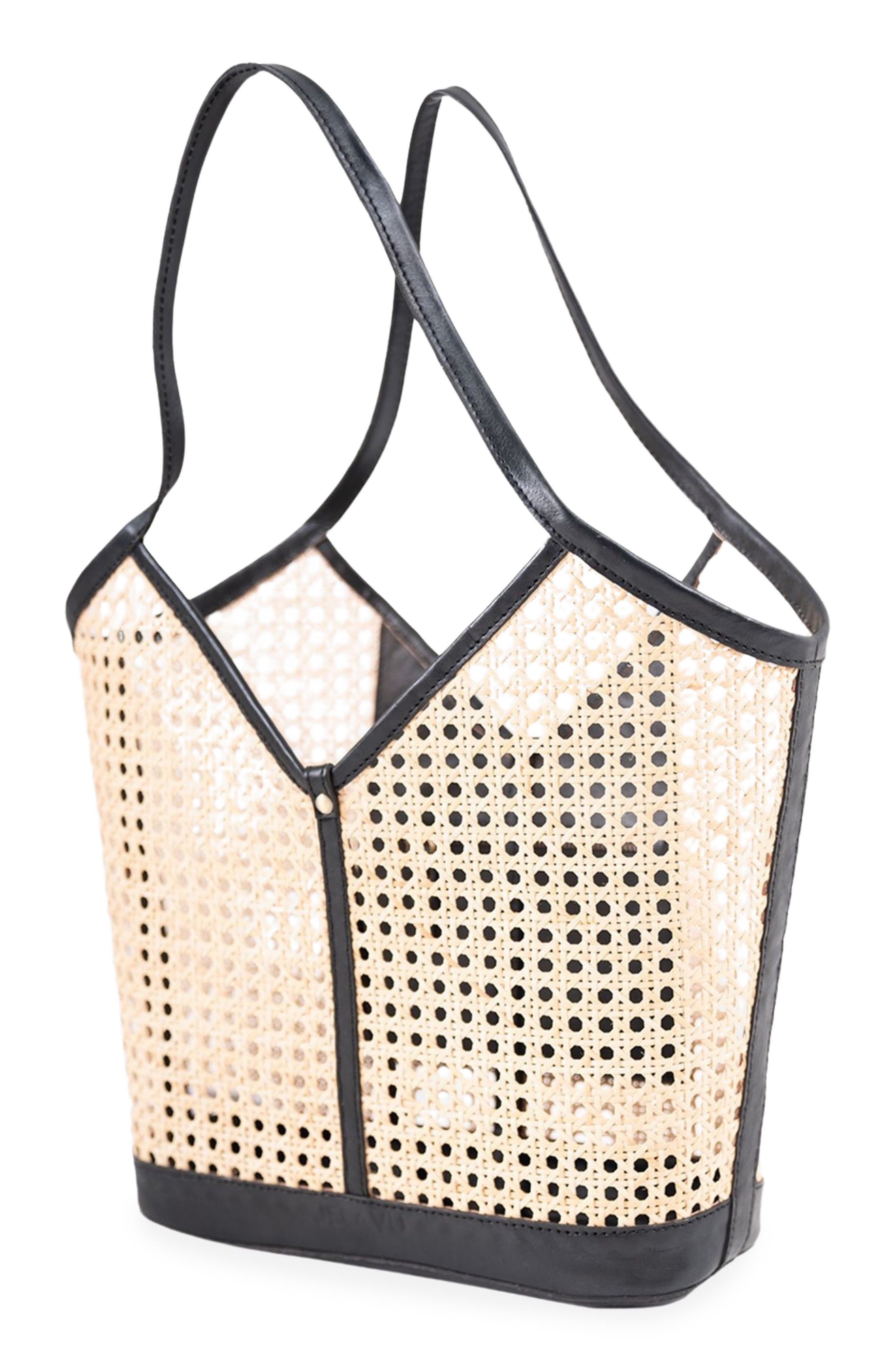 Jelavu Ophelia Handwoven Leather Trim Rattan Tote Bag | Nordstromrack