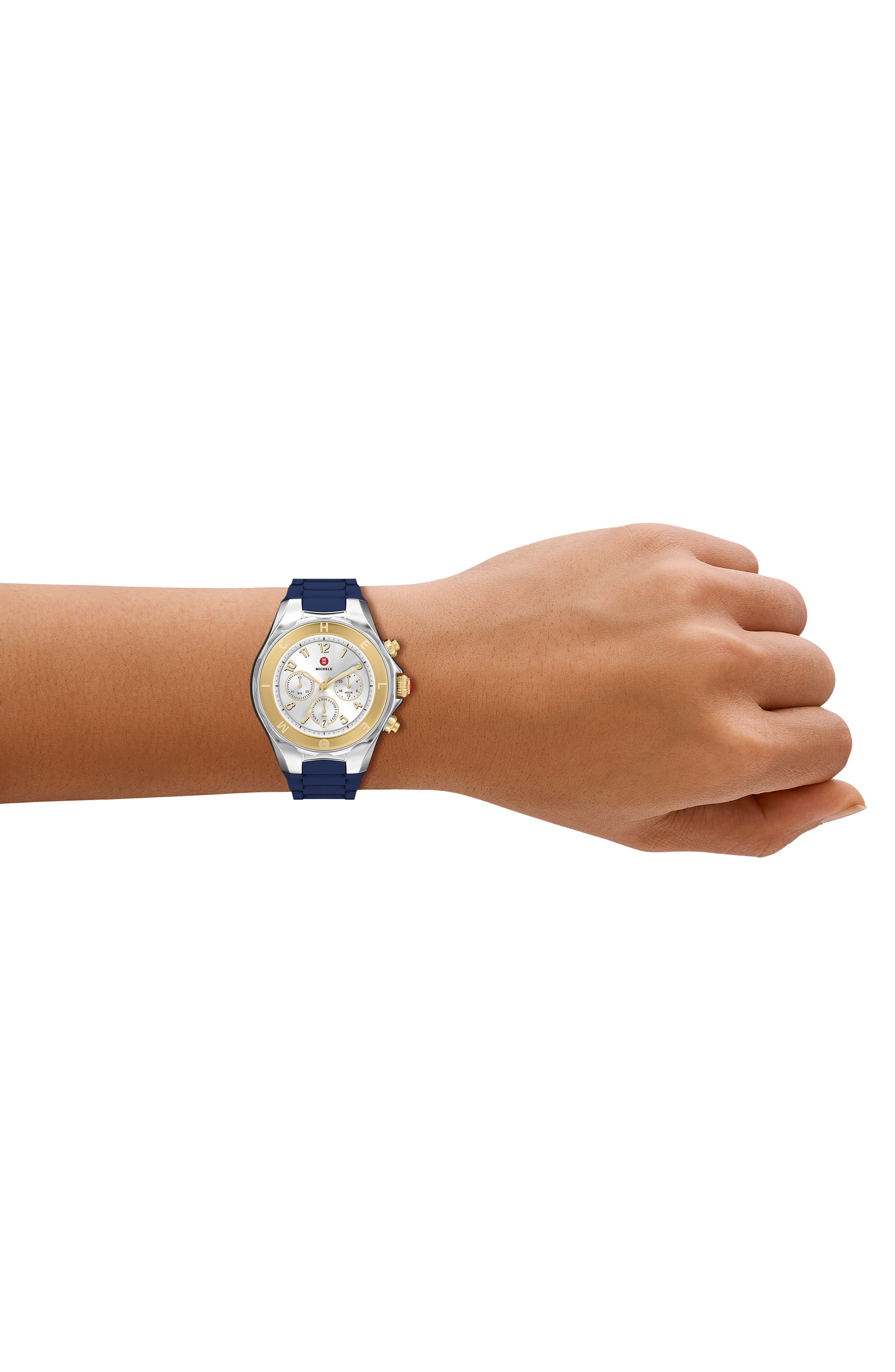 MICHELE Jellybean Two-Tone Silicone Strap Watch, 38mm | Nordstromrack
