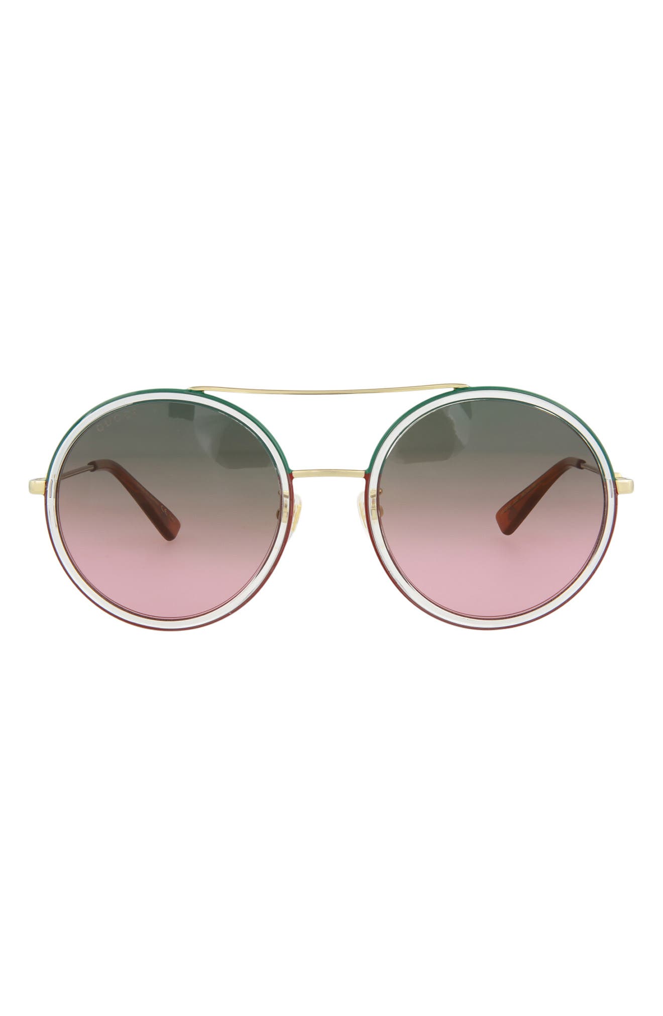 Gucci 56mm Round Brow Bar Sunglasses | Nordstromrack