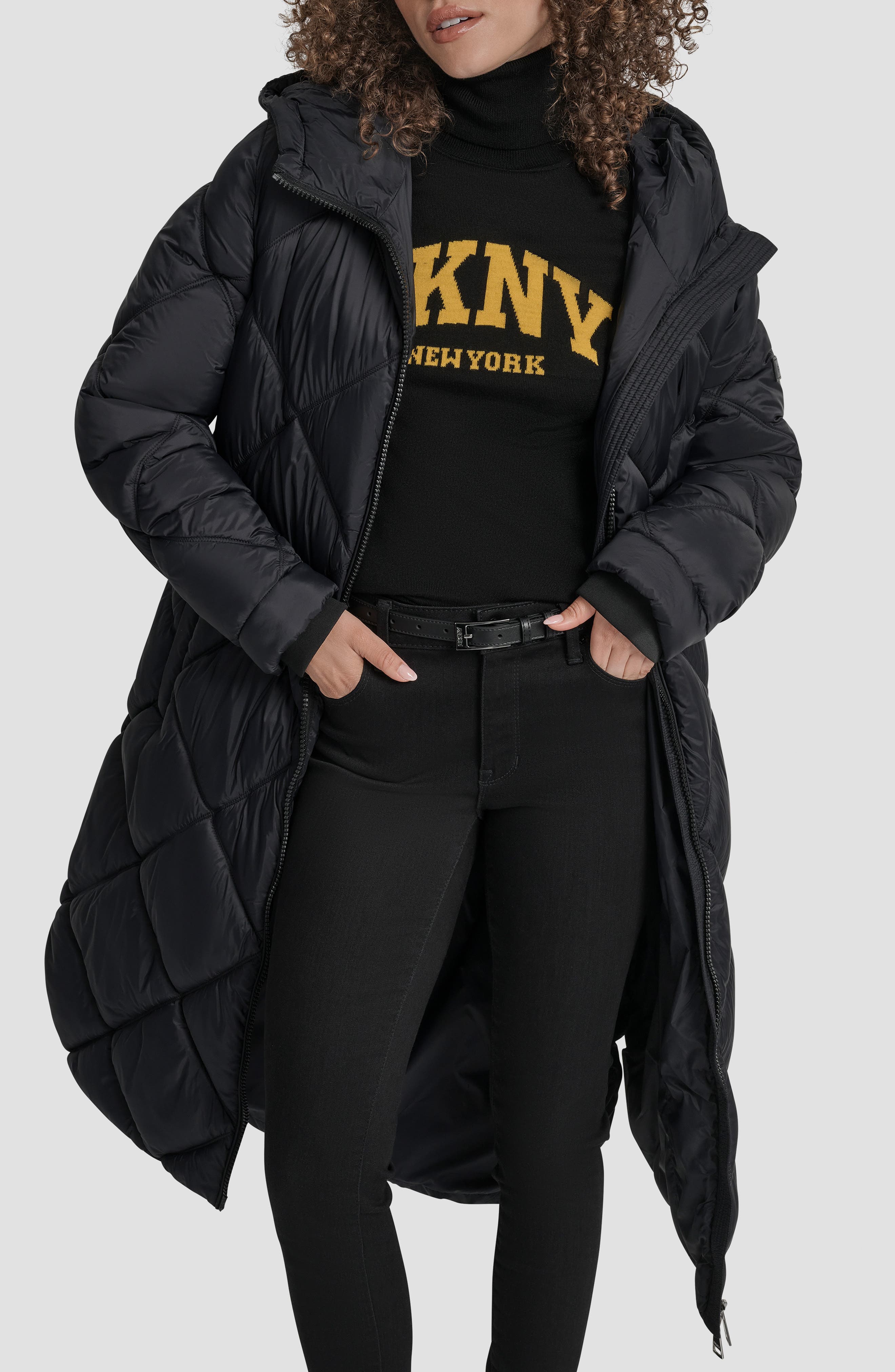DKNY Diamond Quilted Puffer Coat | Nordstromrack