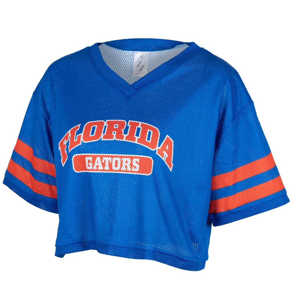 ZOOZATZ Women's ZooZatz Royal Florida Gators Mesh Cropped V-Neck T ...