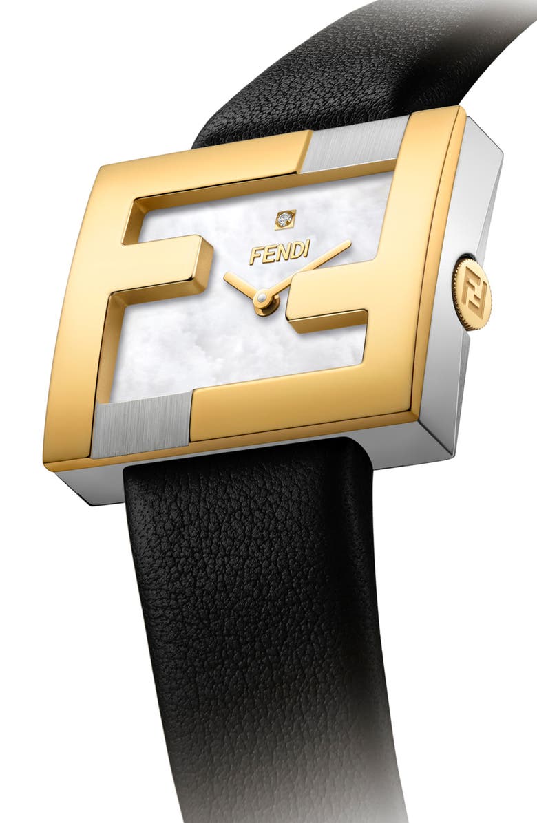 Fendi Fendimania Diamond Leather Strap Watch, 24mm x 20mm | Nordstromrack