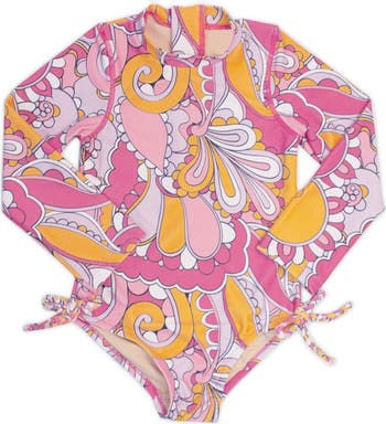 Shade Critters Kids' Pink Swirl Long Sleeve One-Piece Swimsuit ...