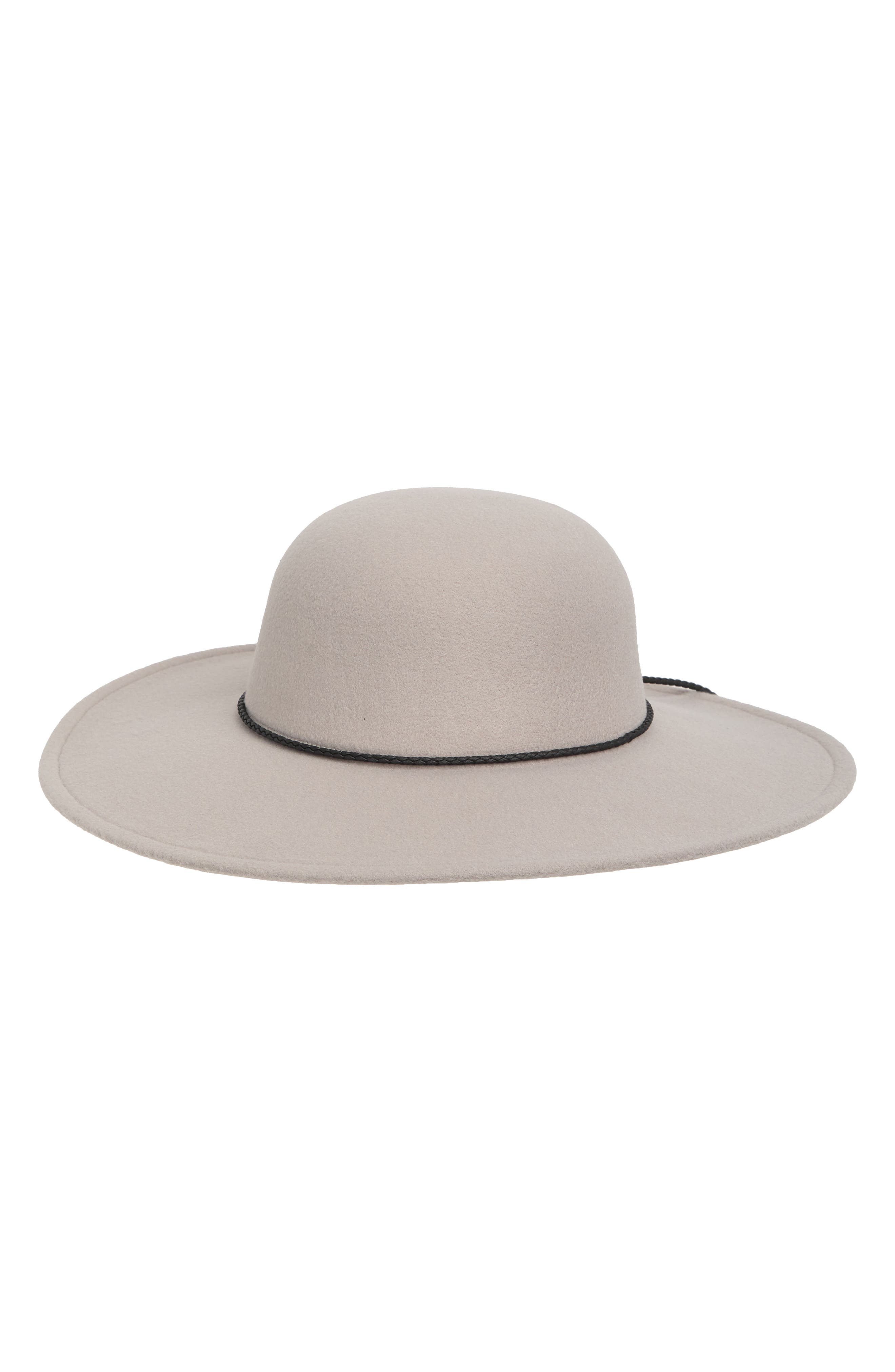 Nine West Faux Suede Vegan Leather Braided Tie Floppy Hat | Nordstromrack