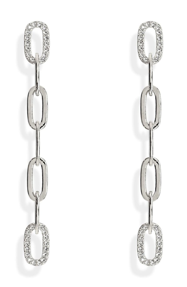 Liza Schwartz Love Link Sterling Silver Pave CZ Chain Drop Earrings ...