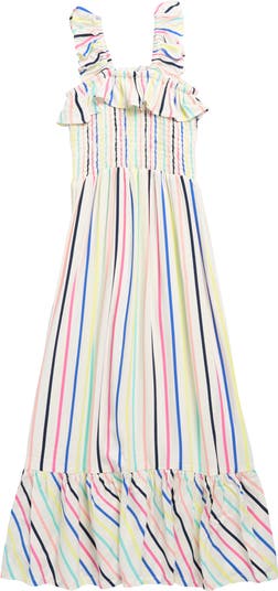Jessica Simpson Kids' Stripe Ruffle Smocked Maxi Dress | Nordstromrack