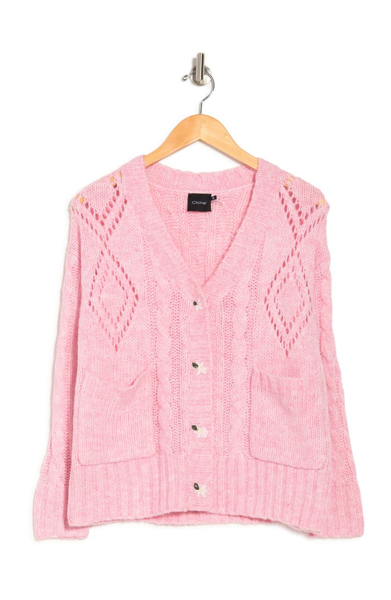 CLICHE Floral Embroidered Knit Cardigan | Nordstromrack