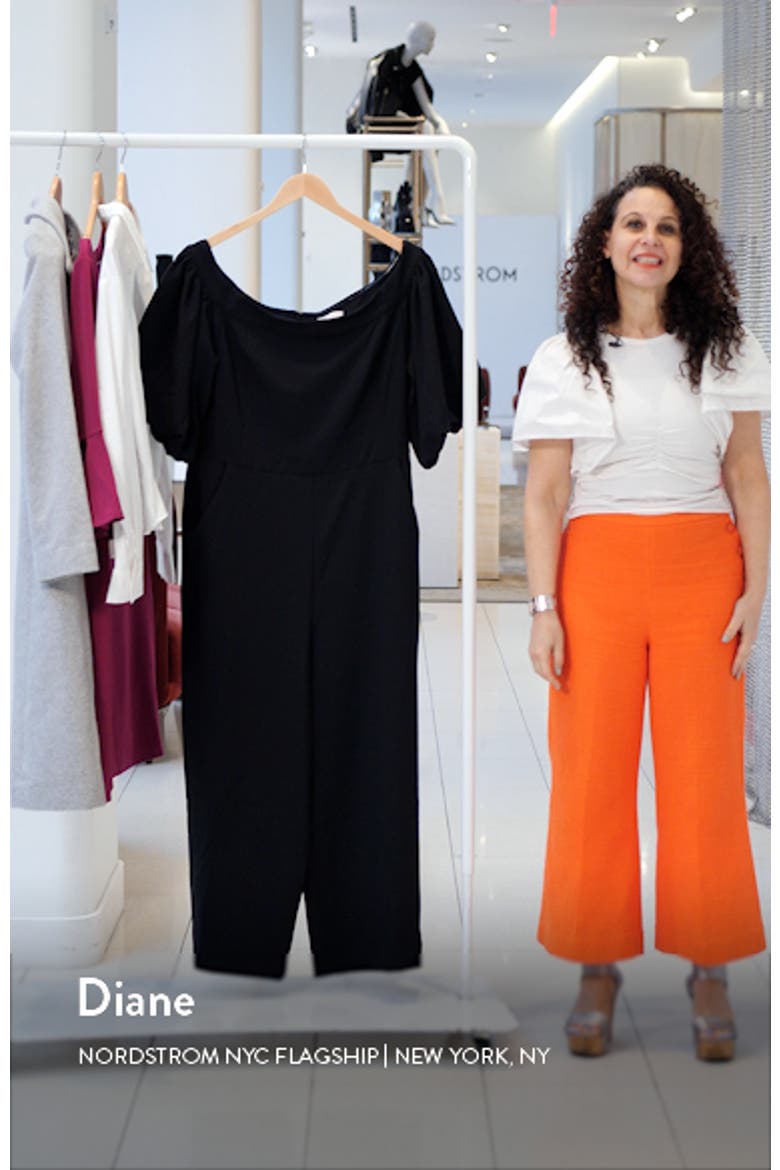 Off the Shoulder Puff Sleeve Crop Jumpsuit (Women) | Nordstromrack