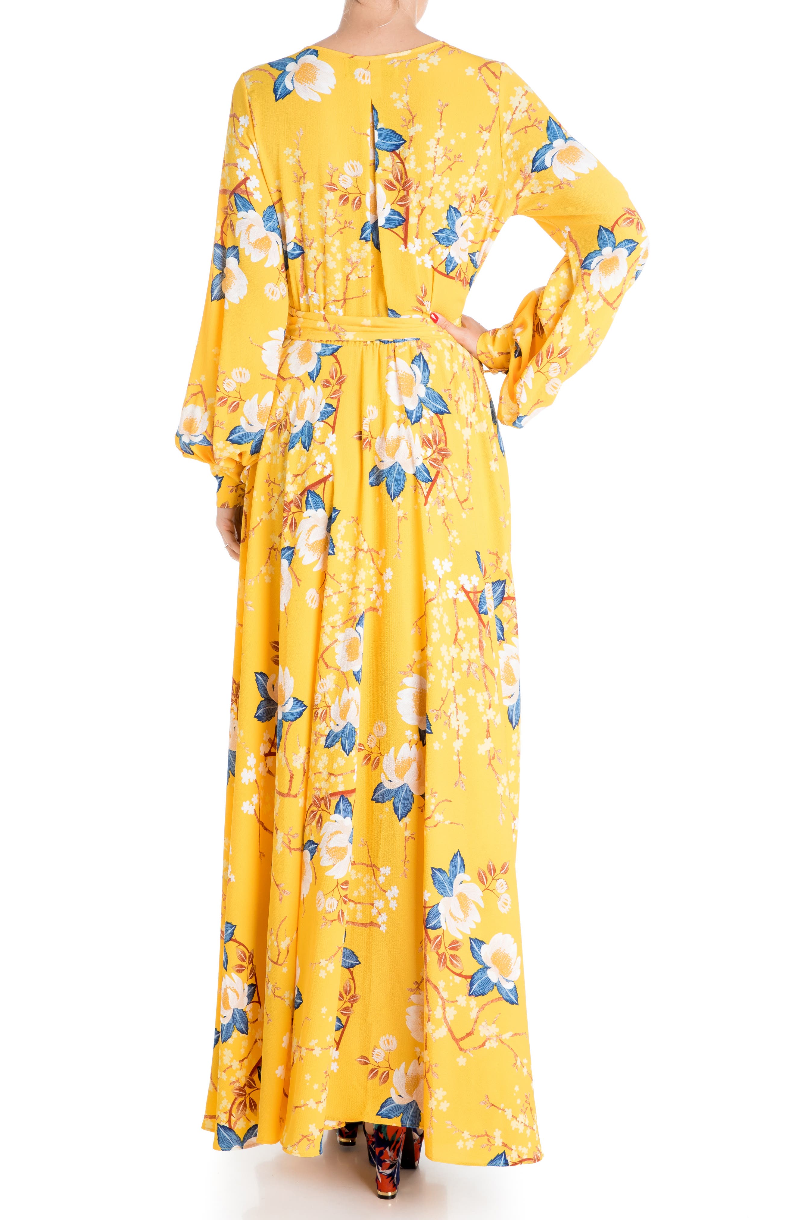 MEGHAN LA Lilypad Long Sleeve Wrap Maxi Dress | Nordstromrack