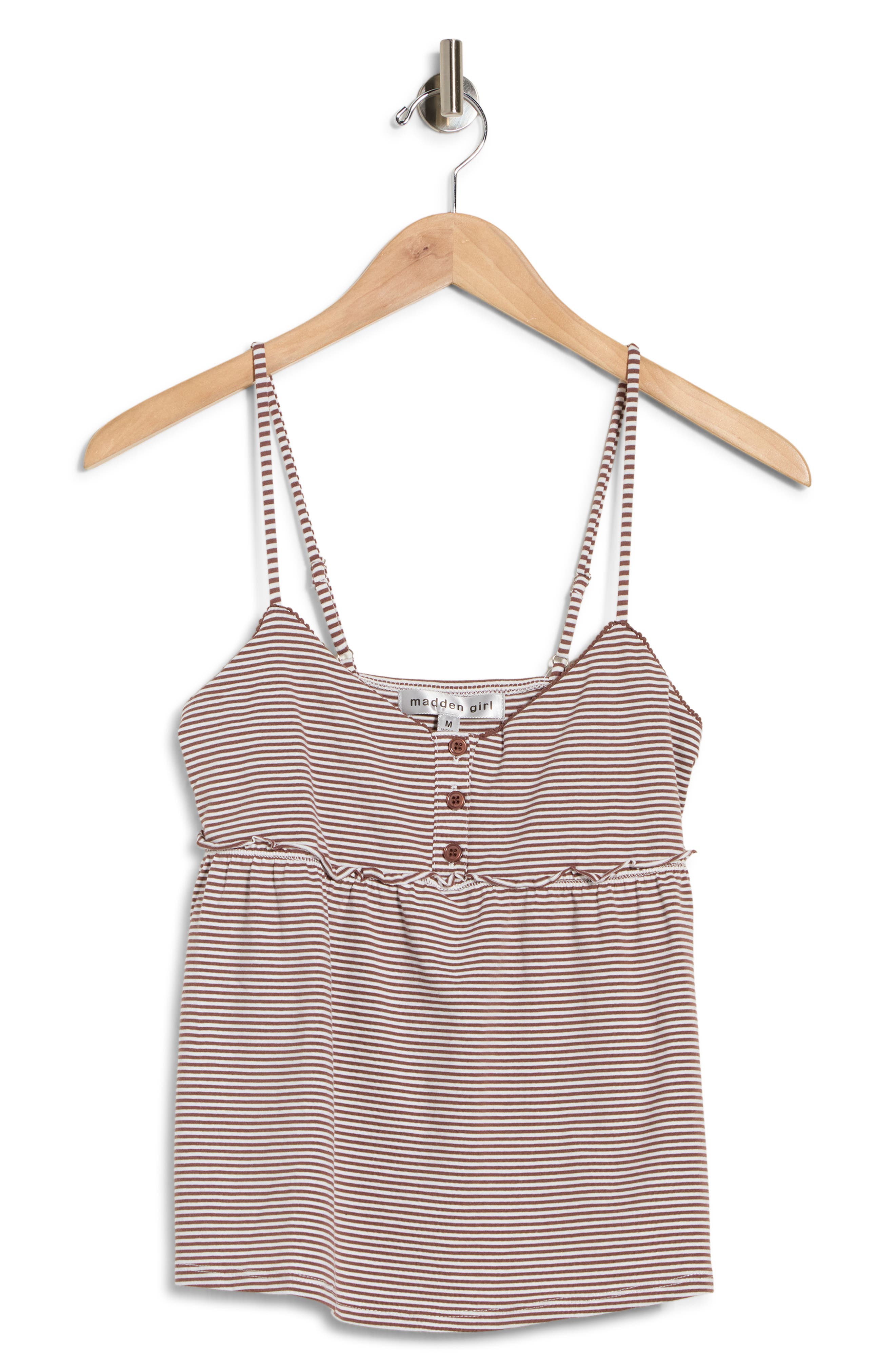 Madden Girl Striped Picot Trim Empire Waist Camisole | Nordstromrack