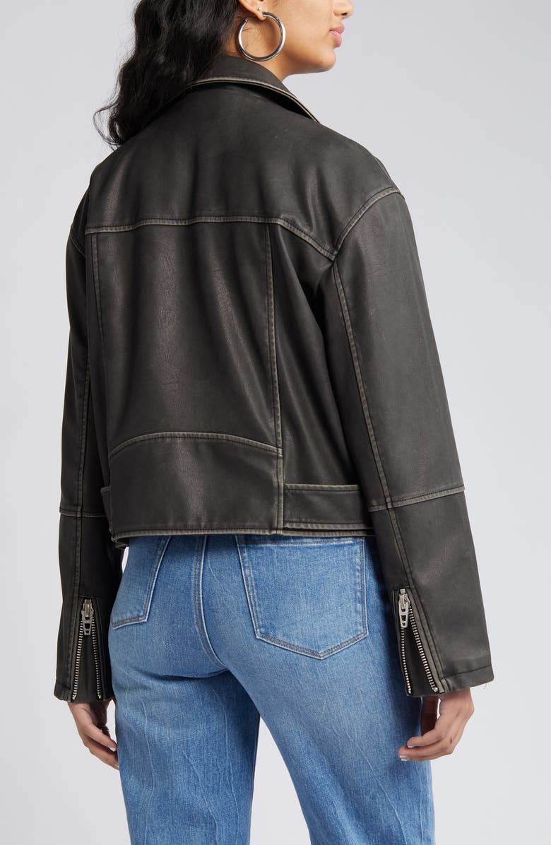 BLANKNYC Distressed Belted Faux Leather Moto Jacket | Nordstrom