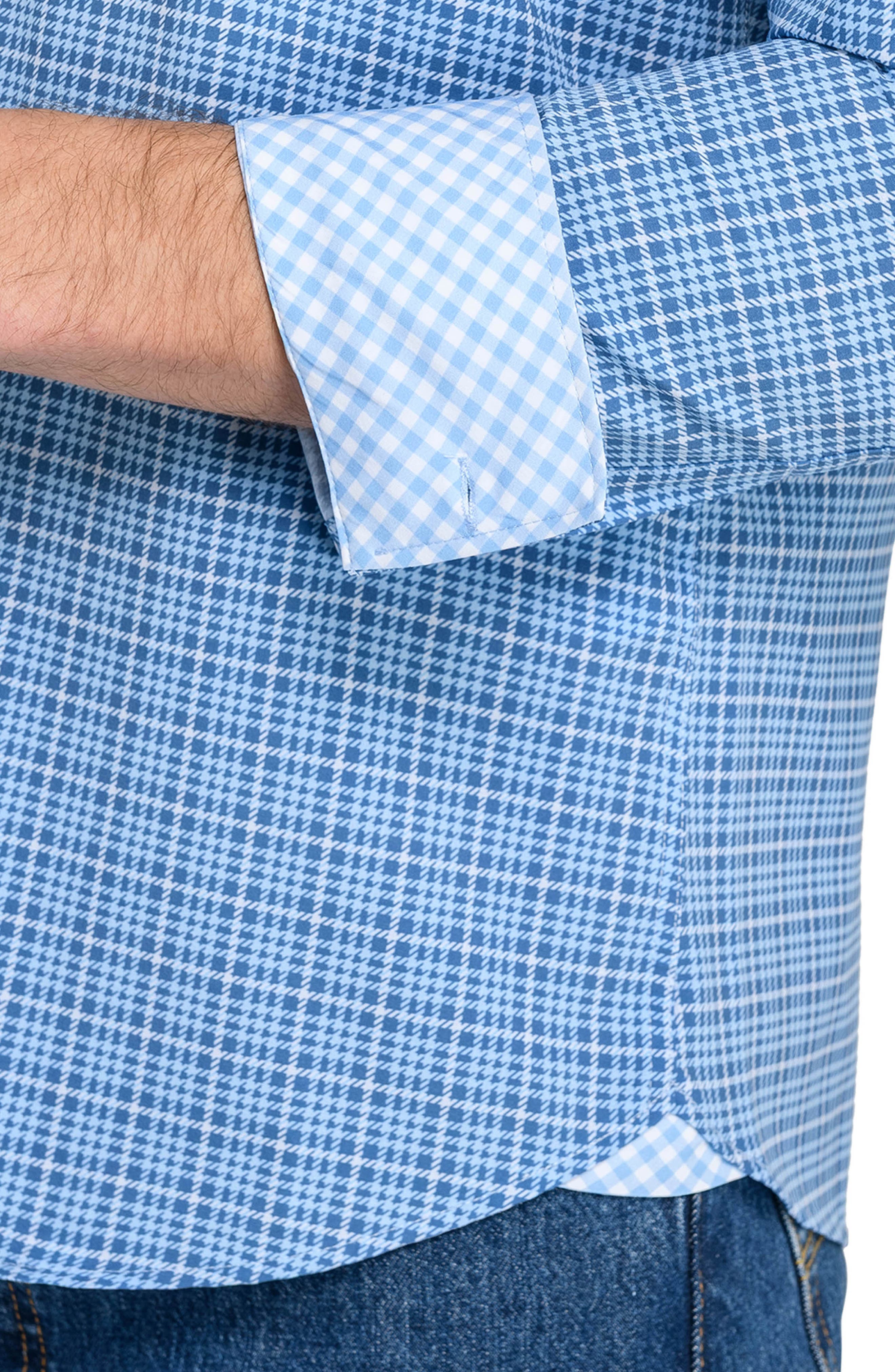 CONSTRUCT Houndstooth Plaid Stretch Button-Up Shirt | Nordstromrack