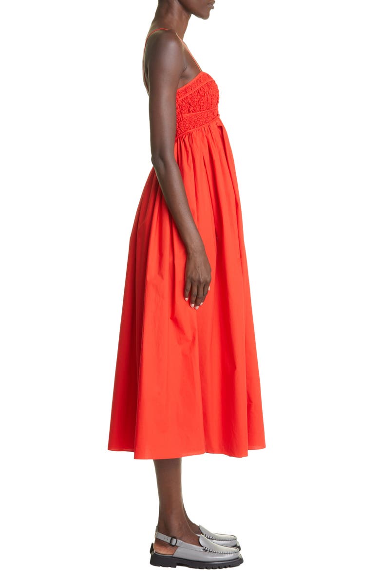 Cecilie Bahnsen Heather Smocked Bustier Cotton Blend Midi Dress ...