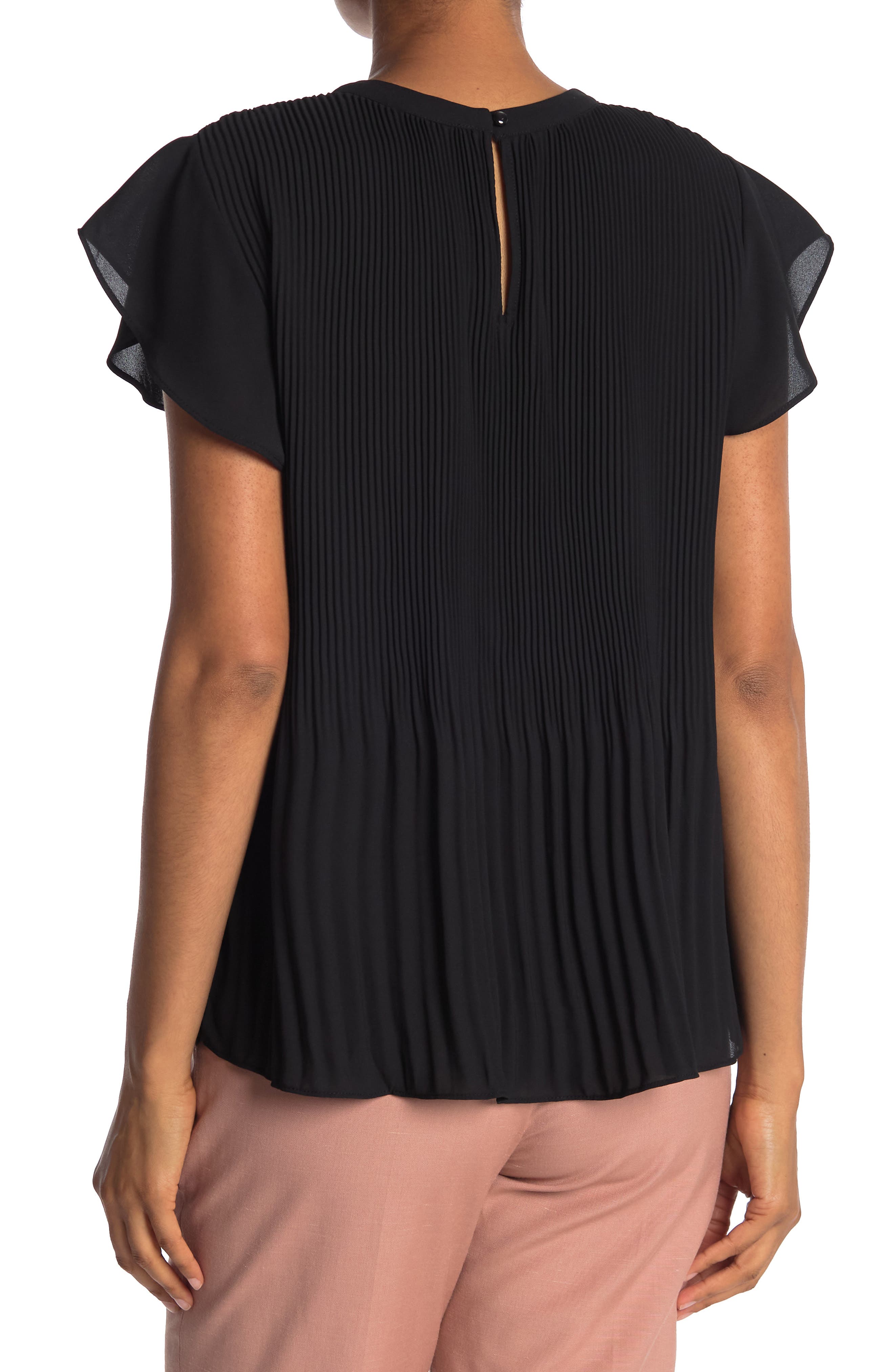 Adrianna Papell Georgette Scoop Neck Solid Pleat Top | Nordstromrack