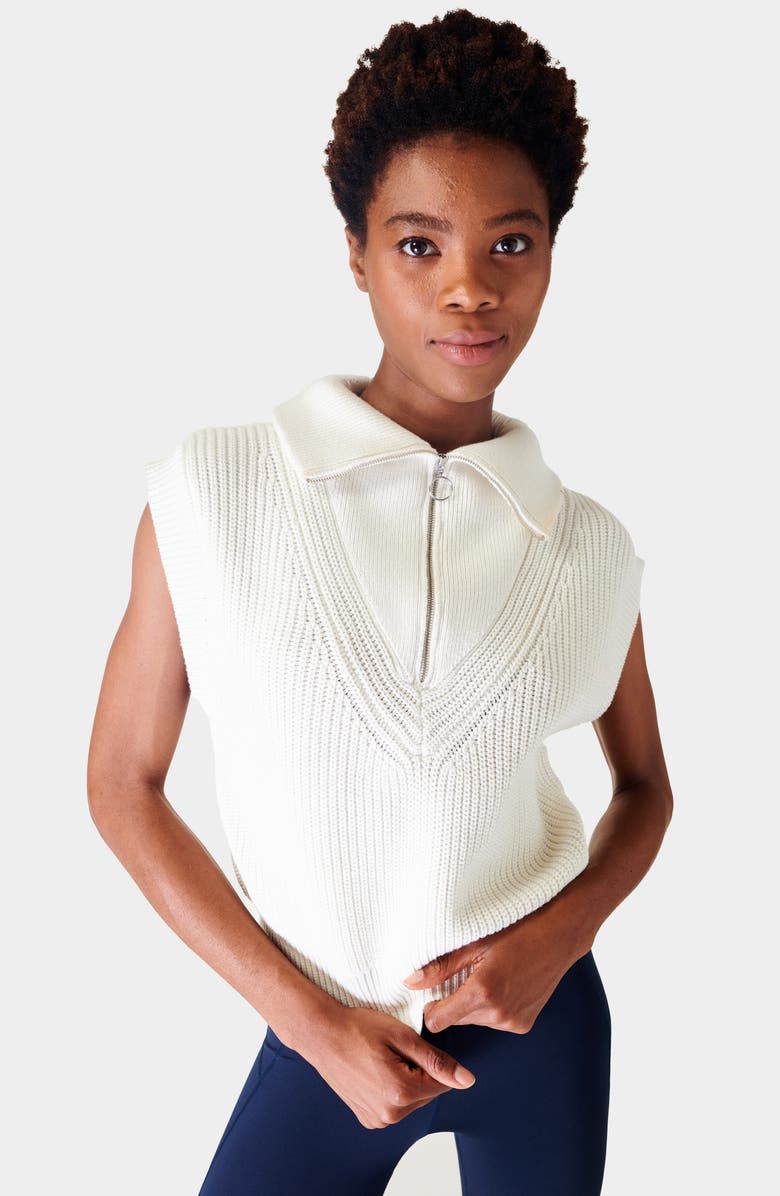 Sweaty Betty Modern Half Zip Cotton & Wool Sweater Tank | Nordstromrack