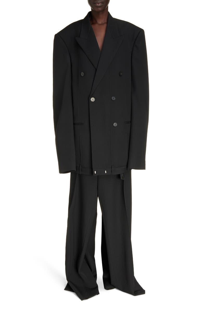 Balenciaga Double Front Wide Leg Wool Trousers | Nordstromrack