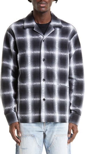 AMIRI Logo Shadow Plaid Cotton Blend Button-Up Shirt | Nordstrom
