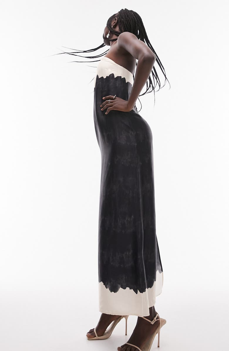 Topshop Colorblock Strapless Satin Maxi Dress | Nordstromrack