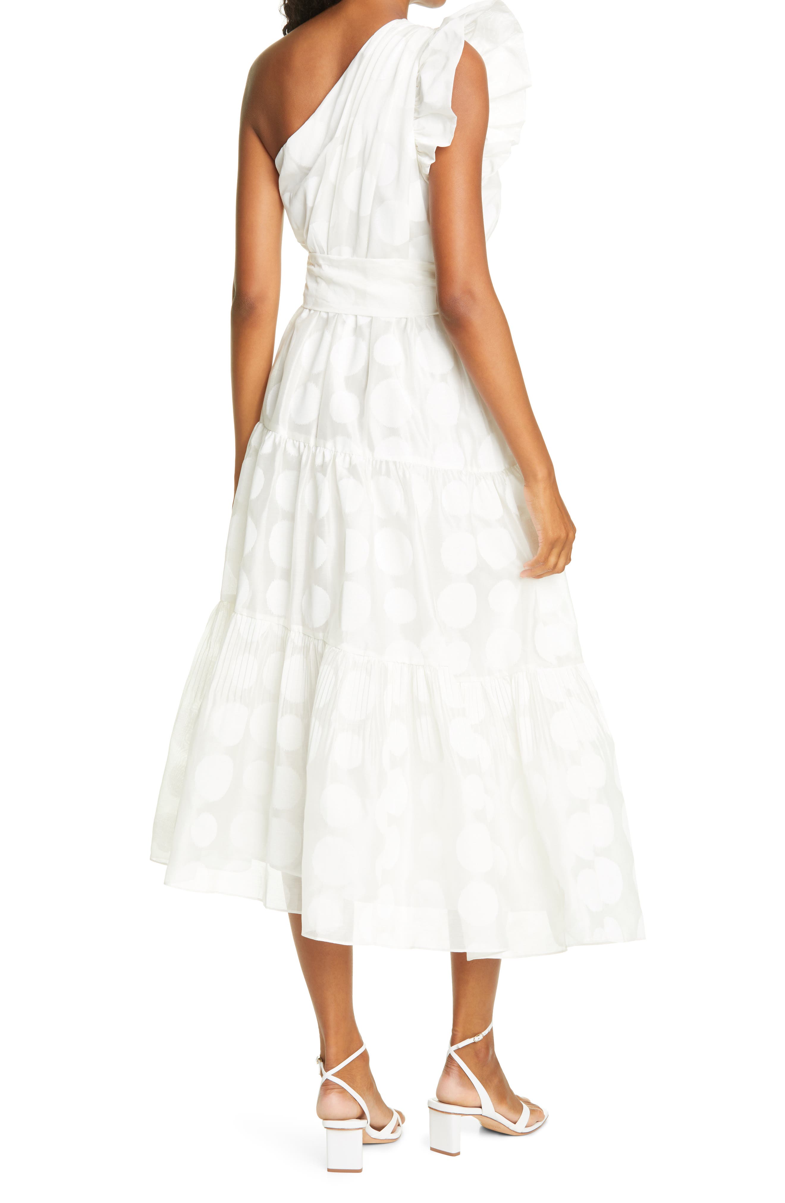 Ulla Johnson Ariane Dot One-Shoulder Cotton & Silk Dress | Nordstrom