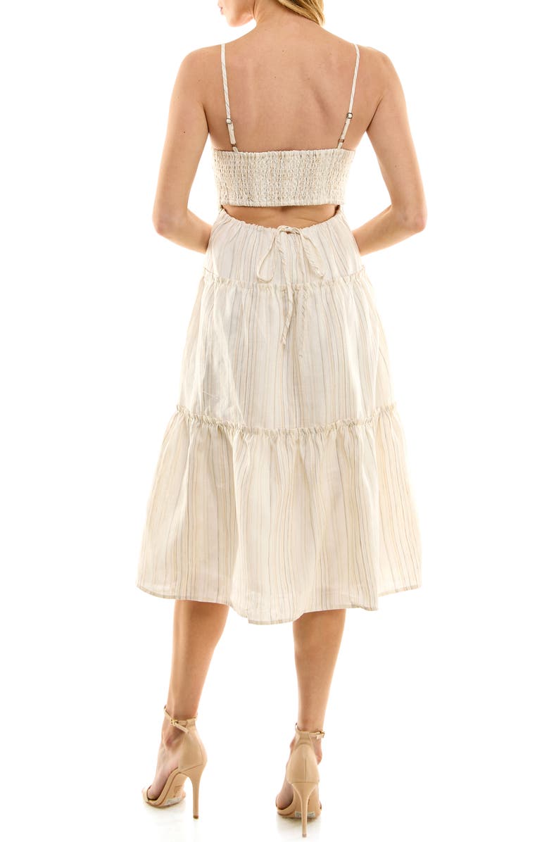 Socialite Stripe Cutout Tiered Linen Sundress | Nordstromrack