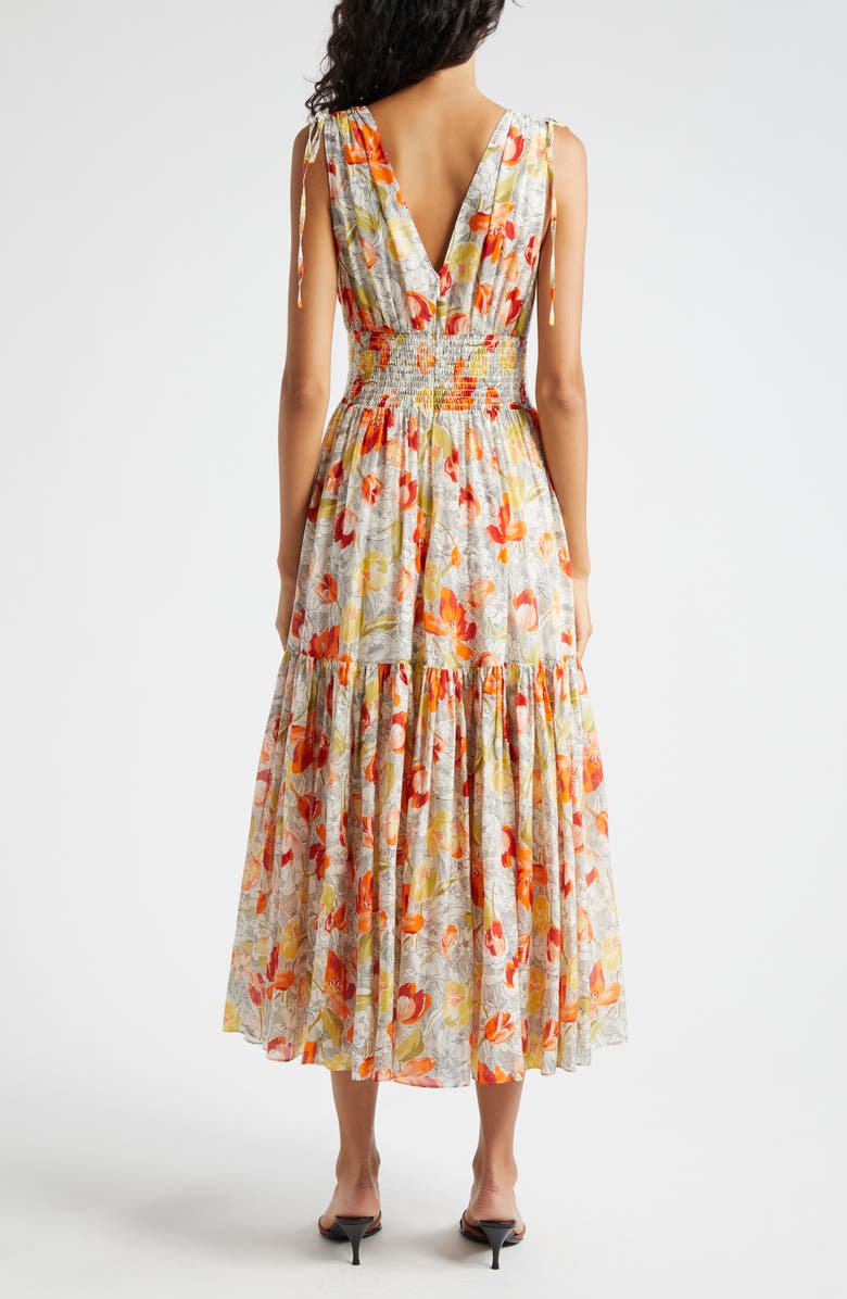 Cinq à Sept Pooja Floral Print Cotton & Silk Midi Dress | Nordstromrack