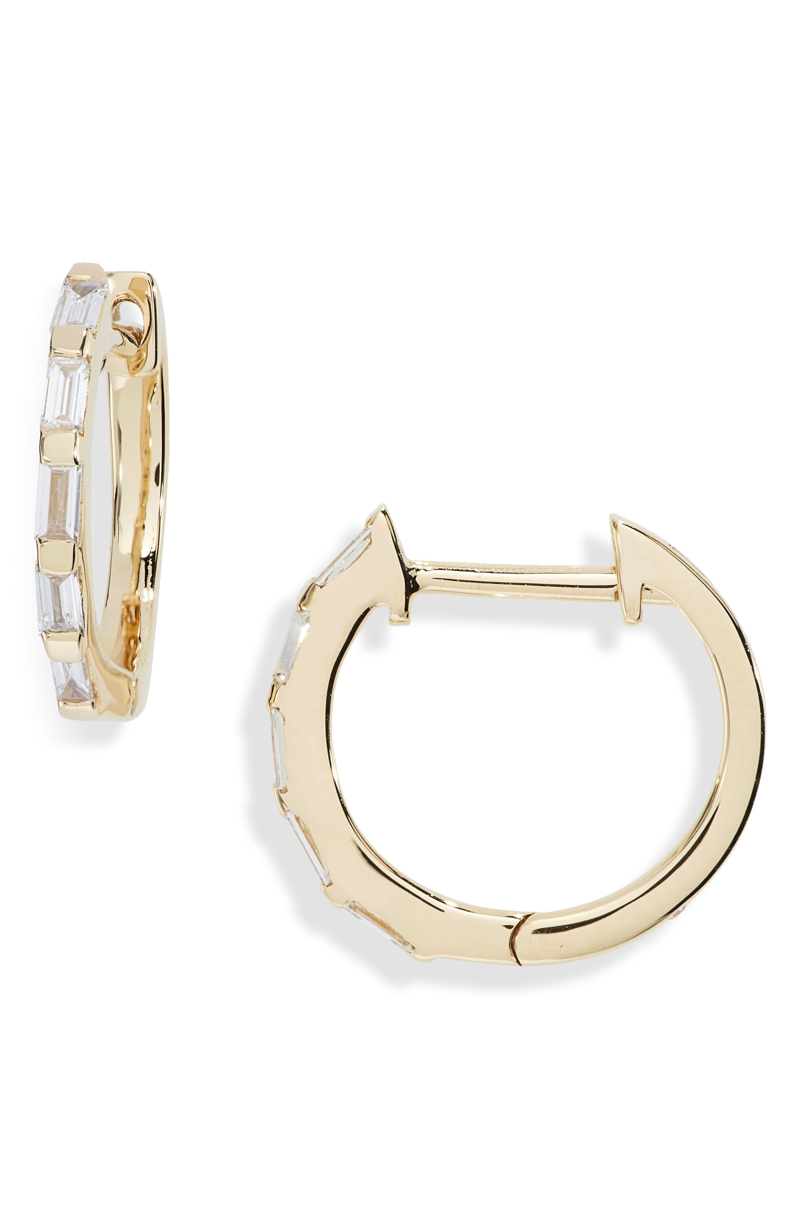 SHAY Mini Baguette Diamond Huggie Hoop Earrings | Nordstrom