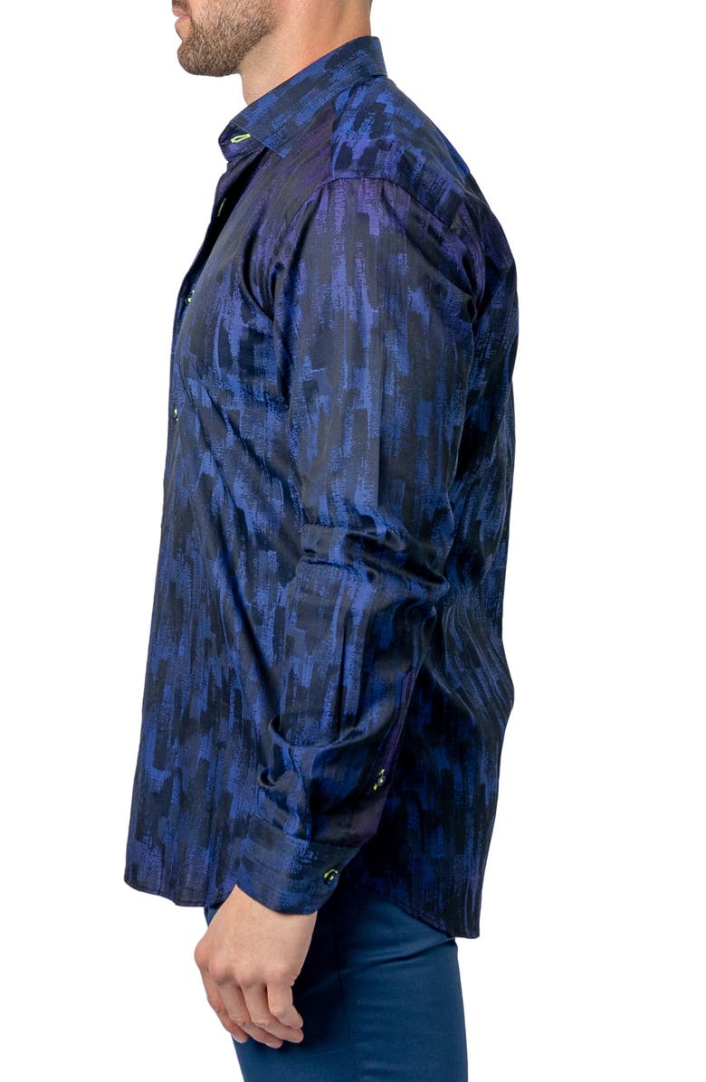 Maceoo Fibonacci Flash Purple Regular Fit Print Button-Up Shirt ...