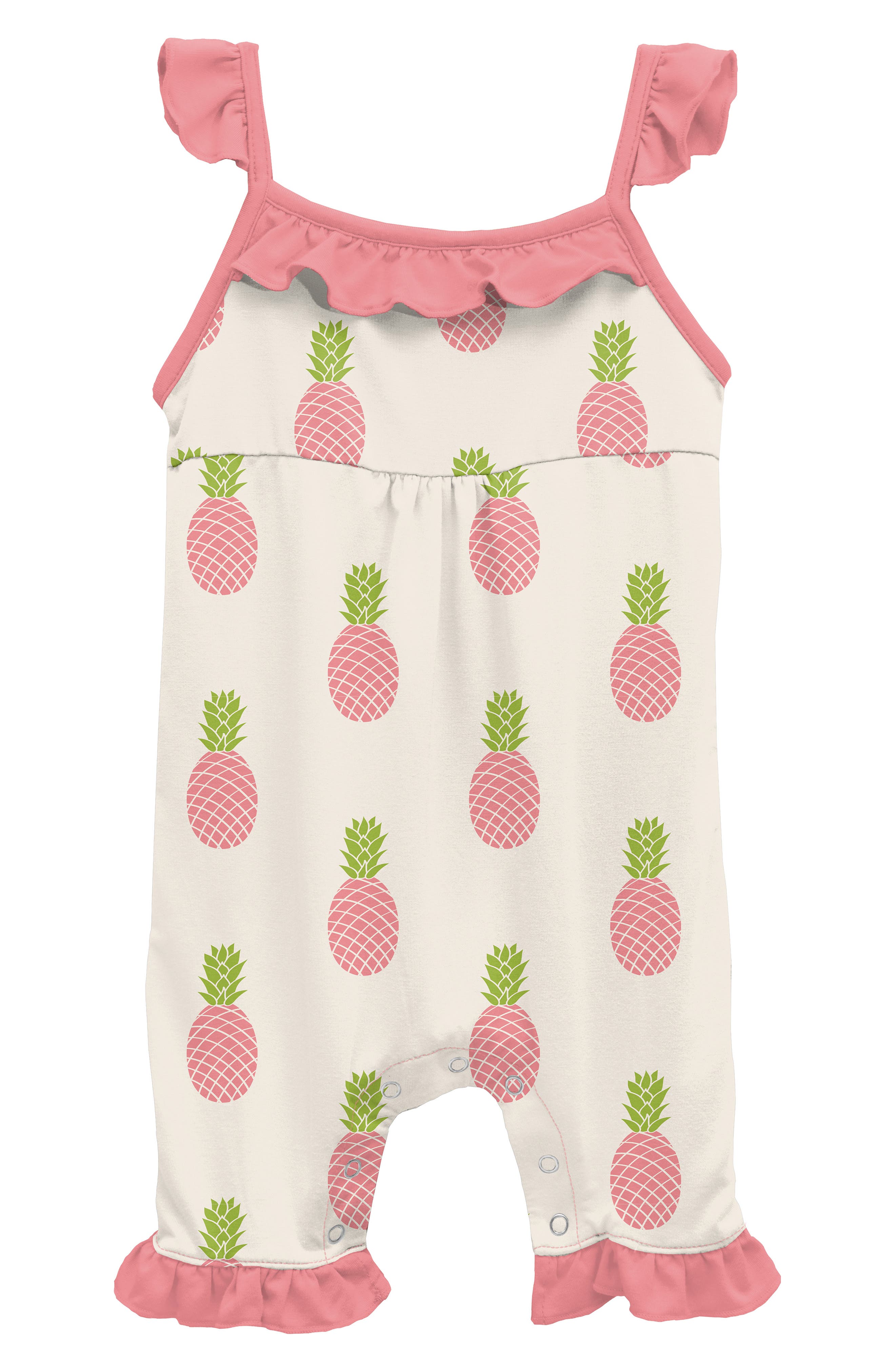 KicKee Pants Pineapple Print Ruffle Trim Romper | Nordstromrack