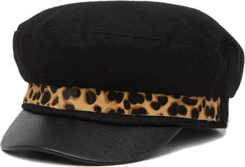 Vince Camuto Genuine Calf Hair Band Military Cap | Nordstromrack