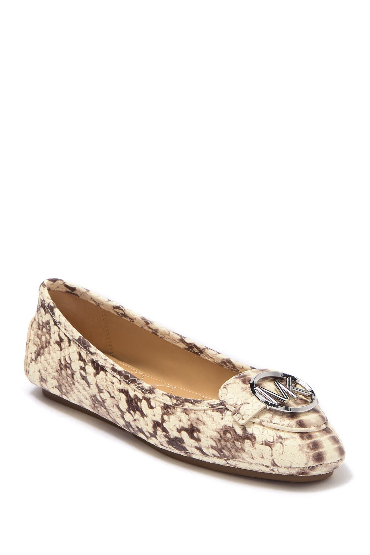 MICHAEL Michael Kors Lillie Moc Toe Snake Embossed Leather Flat ...