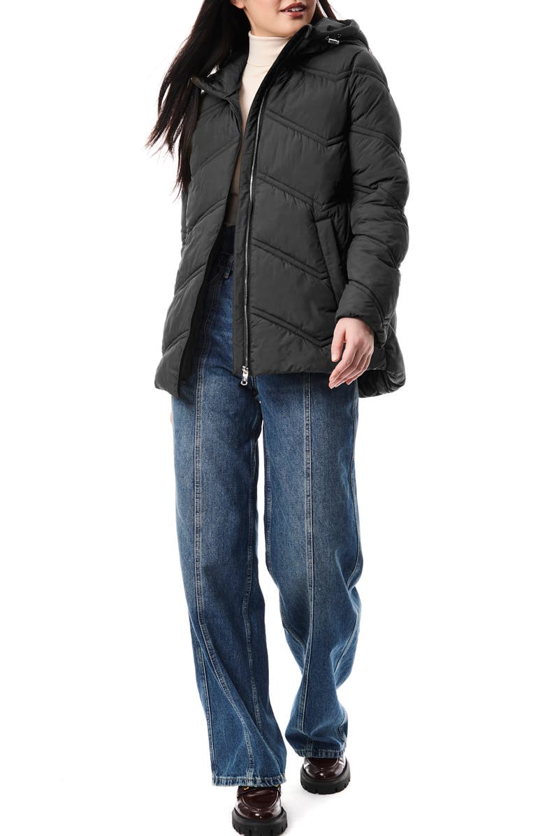 Bernardo Hooded Chevron Quilted Jacket | Nordstromrack