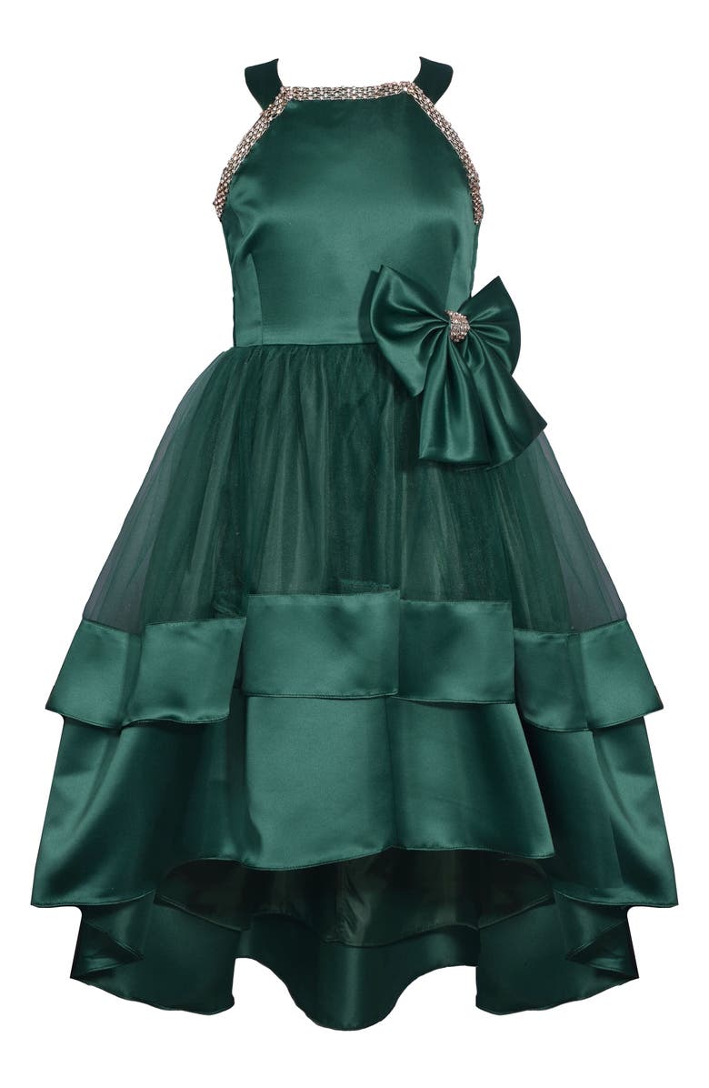 Iris & Ivy Kids' Rhinestone Trim Satin & Mesh High-Low Party Dress ...