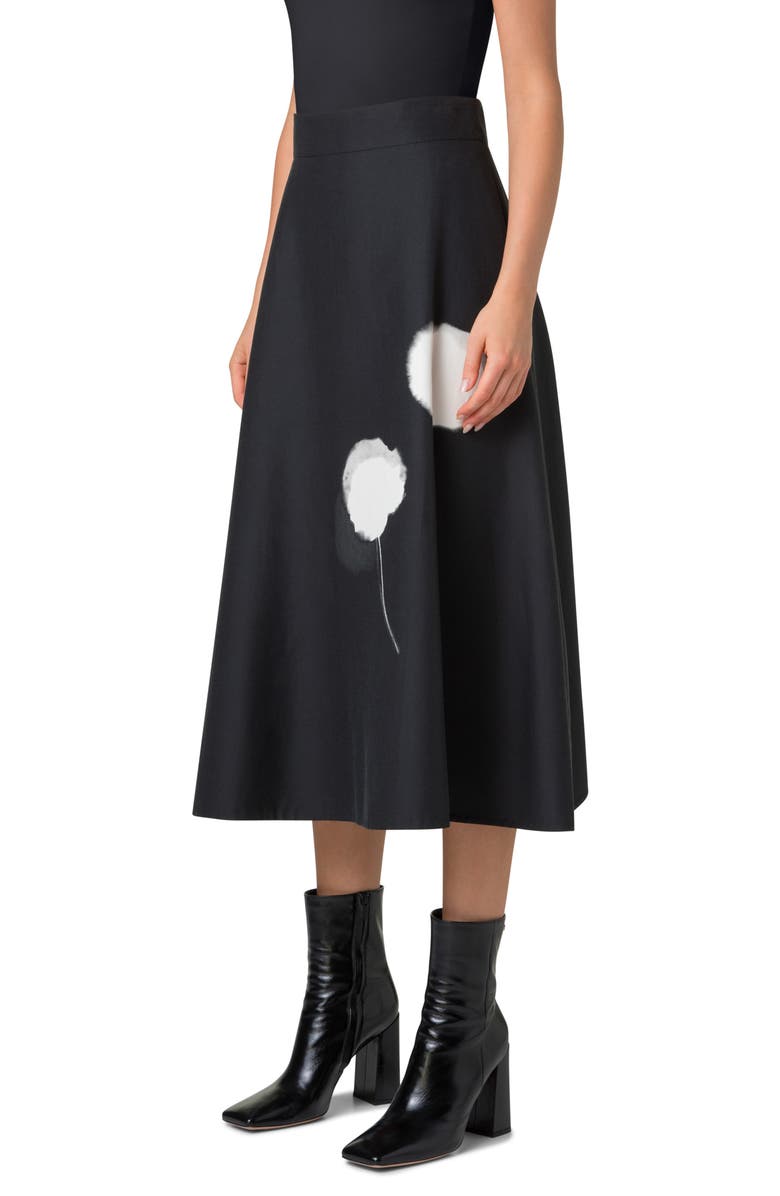 Akris Windflower Print Cotton & Silk Blend Midi Skirt | Nordstromrack