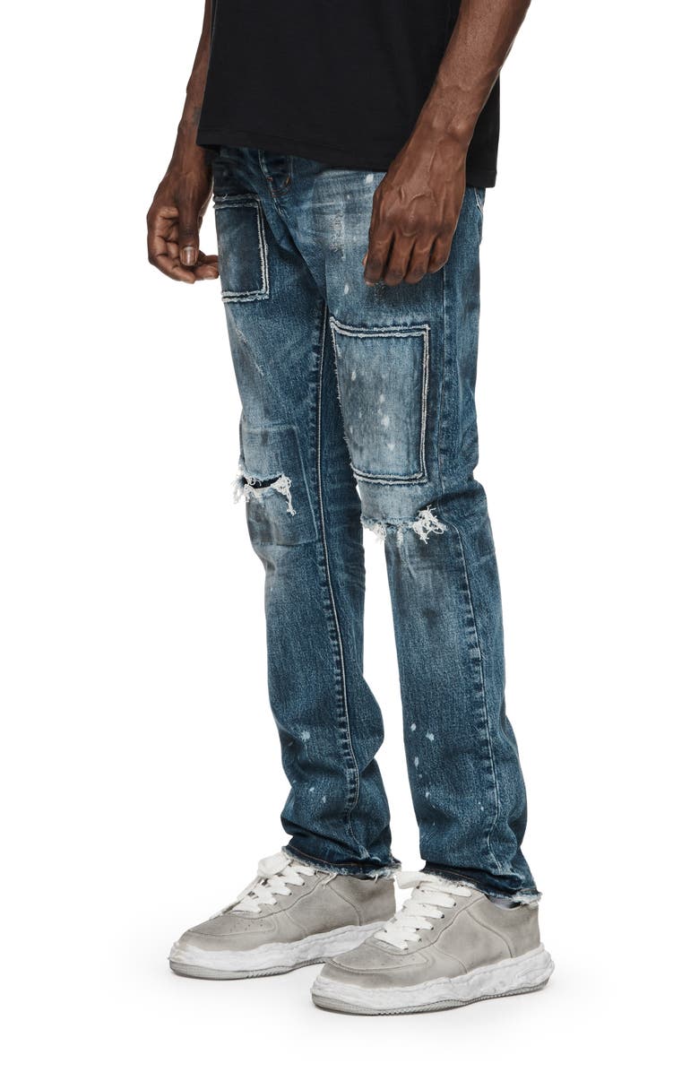 PURPLE BRAND Aged Patch Stretch Cotton Straight Leg Jeans | Nordstrom