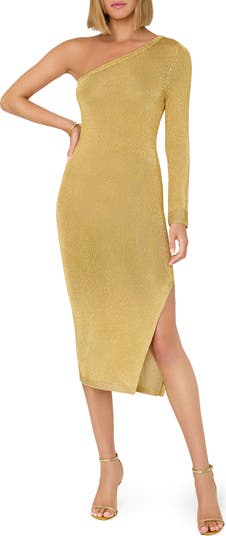 Milly Senna Metallic Knit One-Shoulder Midi Dress | Nordstromrack
