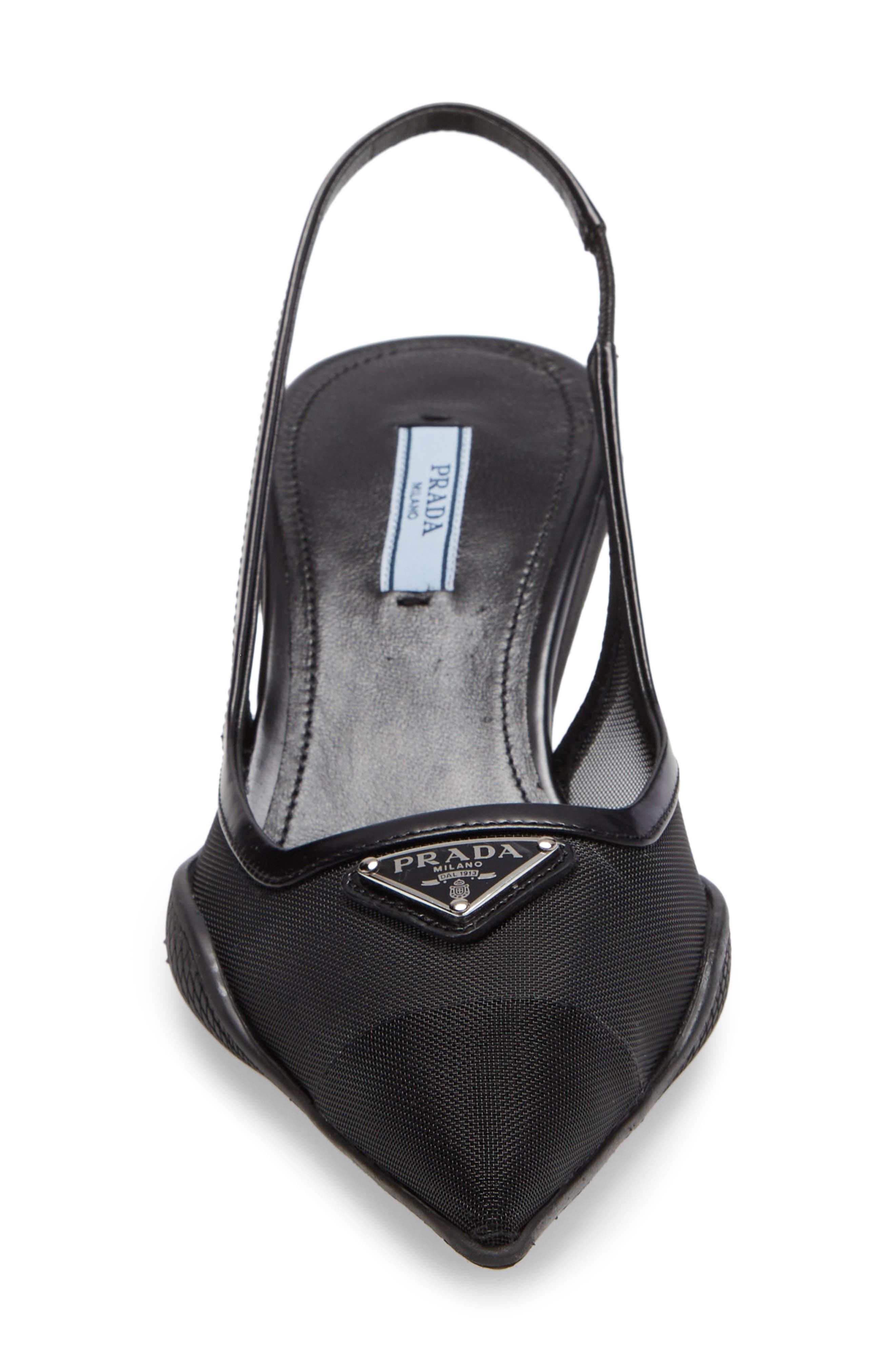 Prada Triangle Logo Pointed Toe Slingback Pump (Women) | Nordstrom