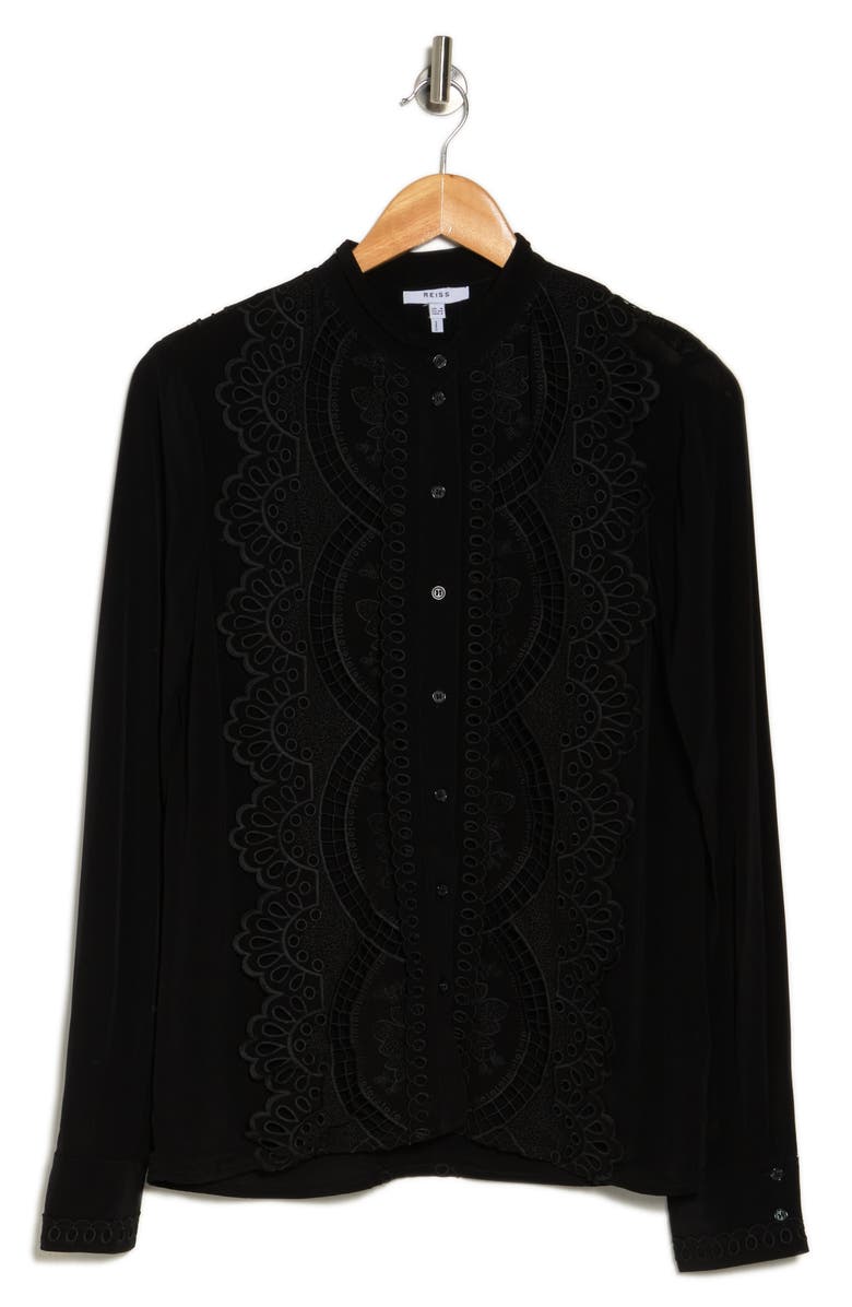 Reiss Lace Trim Button-Up Shirt | Nordstromrack
