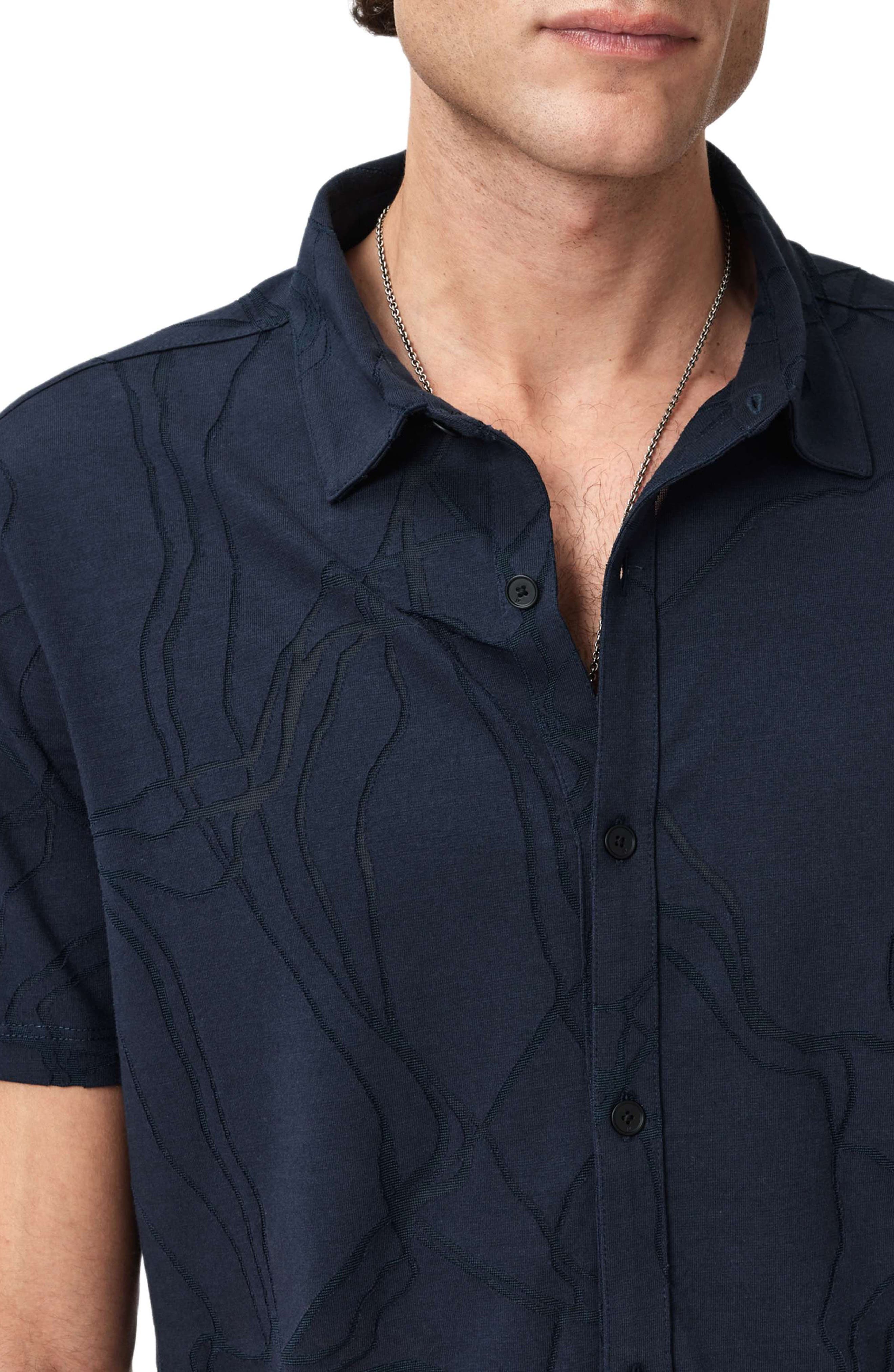 John Varvatos Elio Tangled Burnout Short Sleeve Button-Up Shirt | Nordstrom