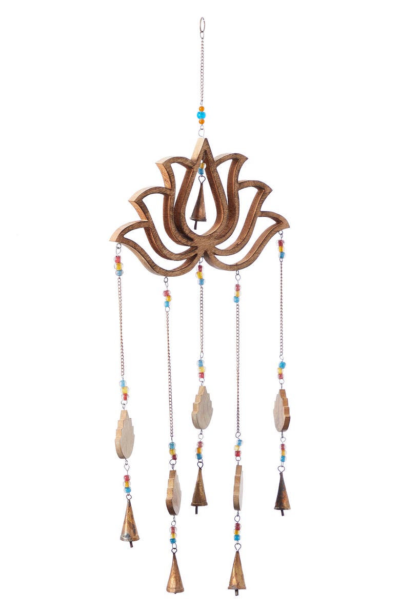 GINGER BIRCH STUDIO Gold-Tone Mango Wood Eclectic Style Windchime ...