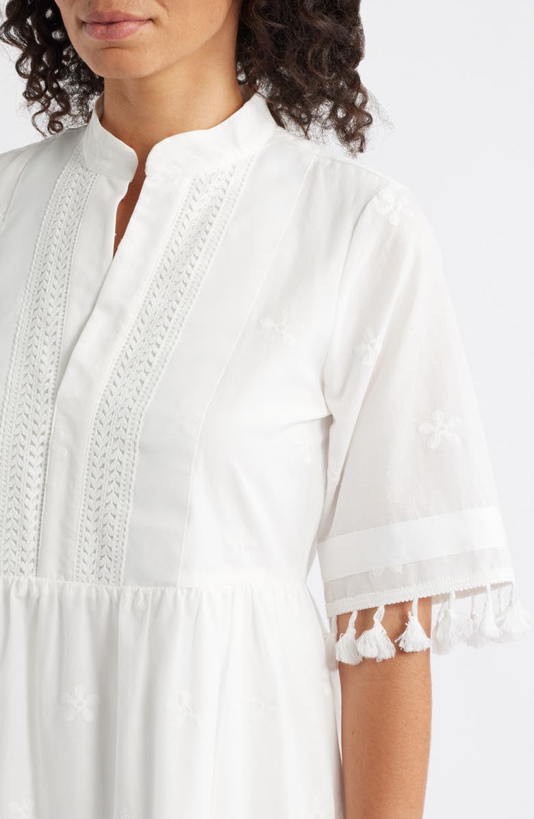 Tahari ASL Eyelet Embroidery Tiered Cotton Shift Dress | Nordstrom