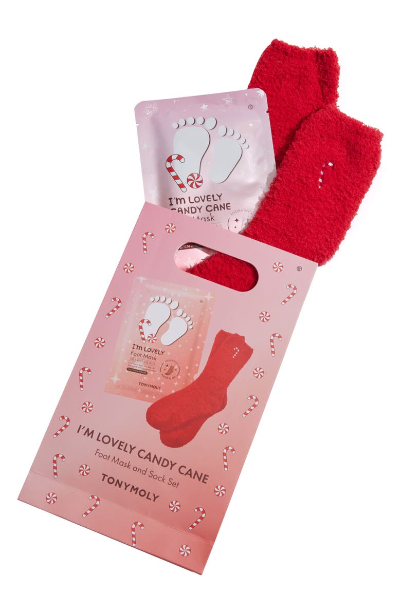 TONYMOLY Holiday I'm Lovely Candy Cane Foot Mask and Sock Set ...