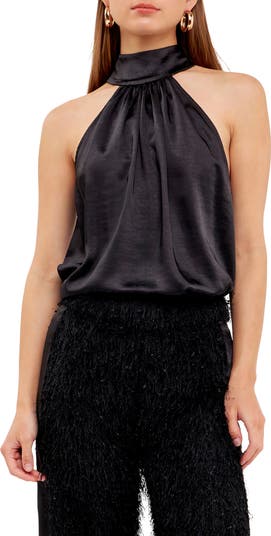 Endless Rose Halter Neck Satin Top | Nordstrom