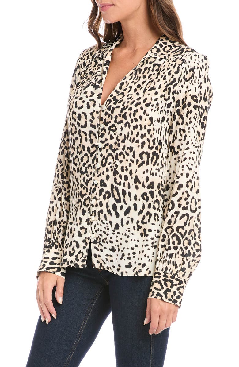 Karen Kane Leopard Print Button-Up Blouse | Nordstromrack