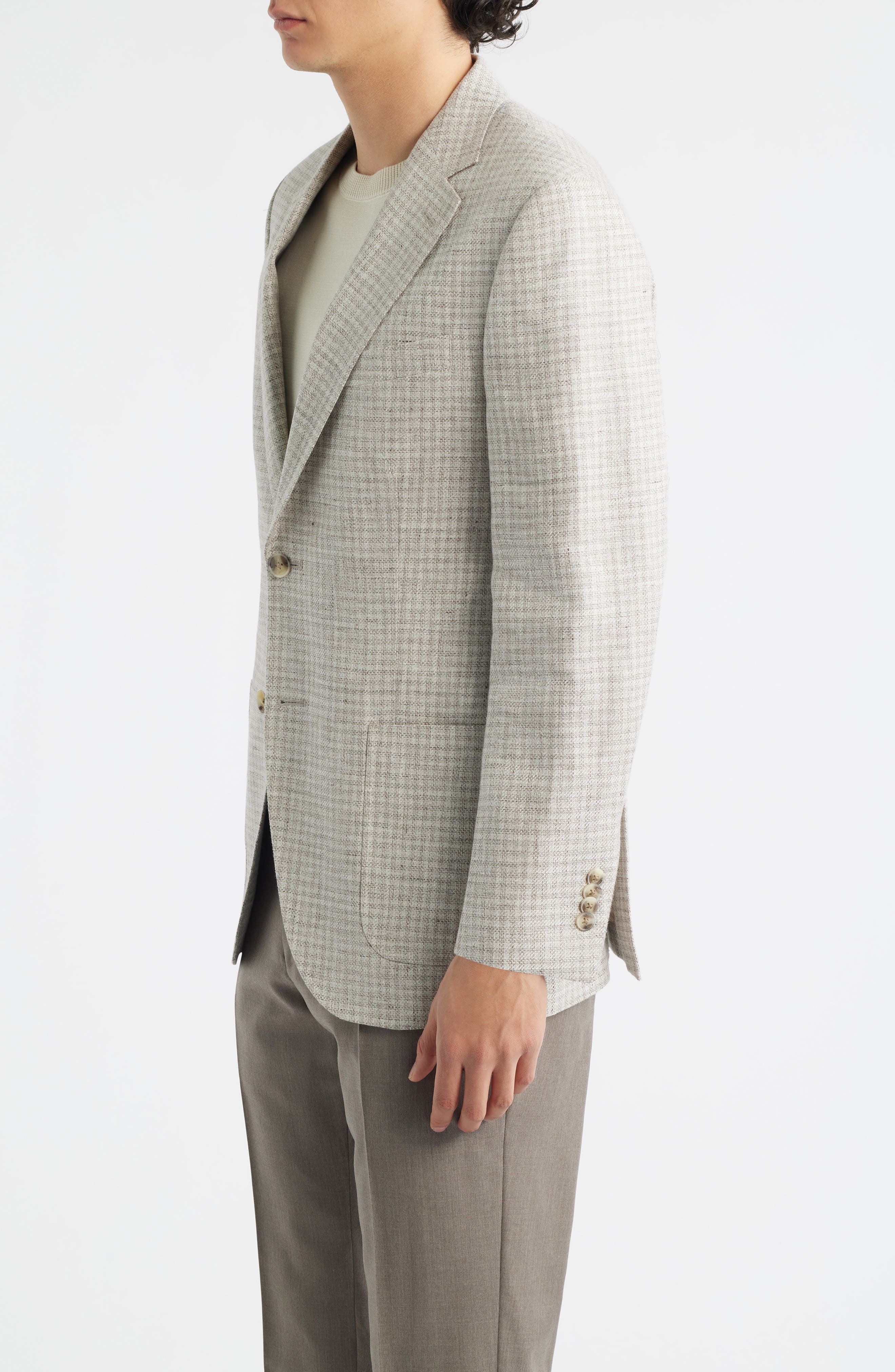 Peter Millar Hyperlight Soft Tan Check Linen & Wool Blend Sport Coat ...