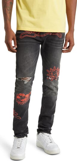 ICECREAM Outline Embroidered Ripped Jeans | Nordstrom