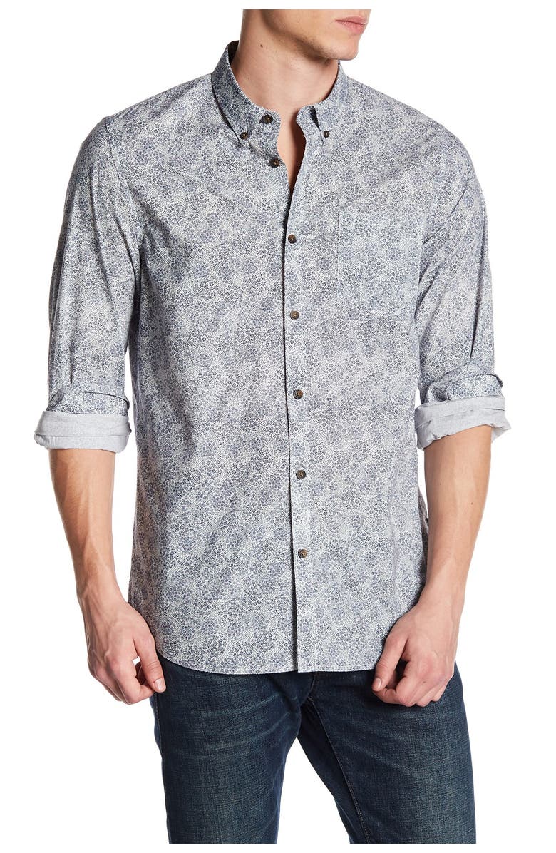 Indigo Star Front Button Print Woven Tailored Fit Shirt | Nordstromrack