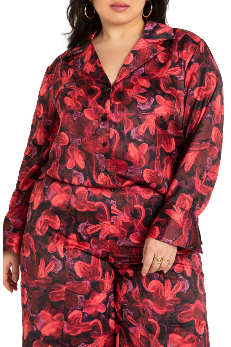 Print Satin Button-Up Shirt (Women) | Nordstromrack