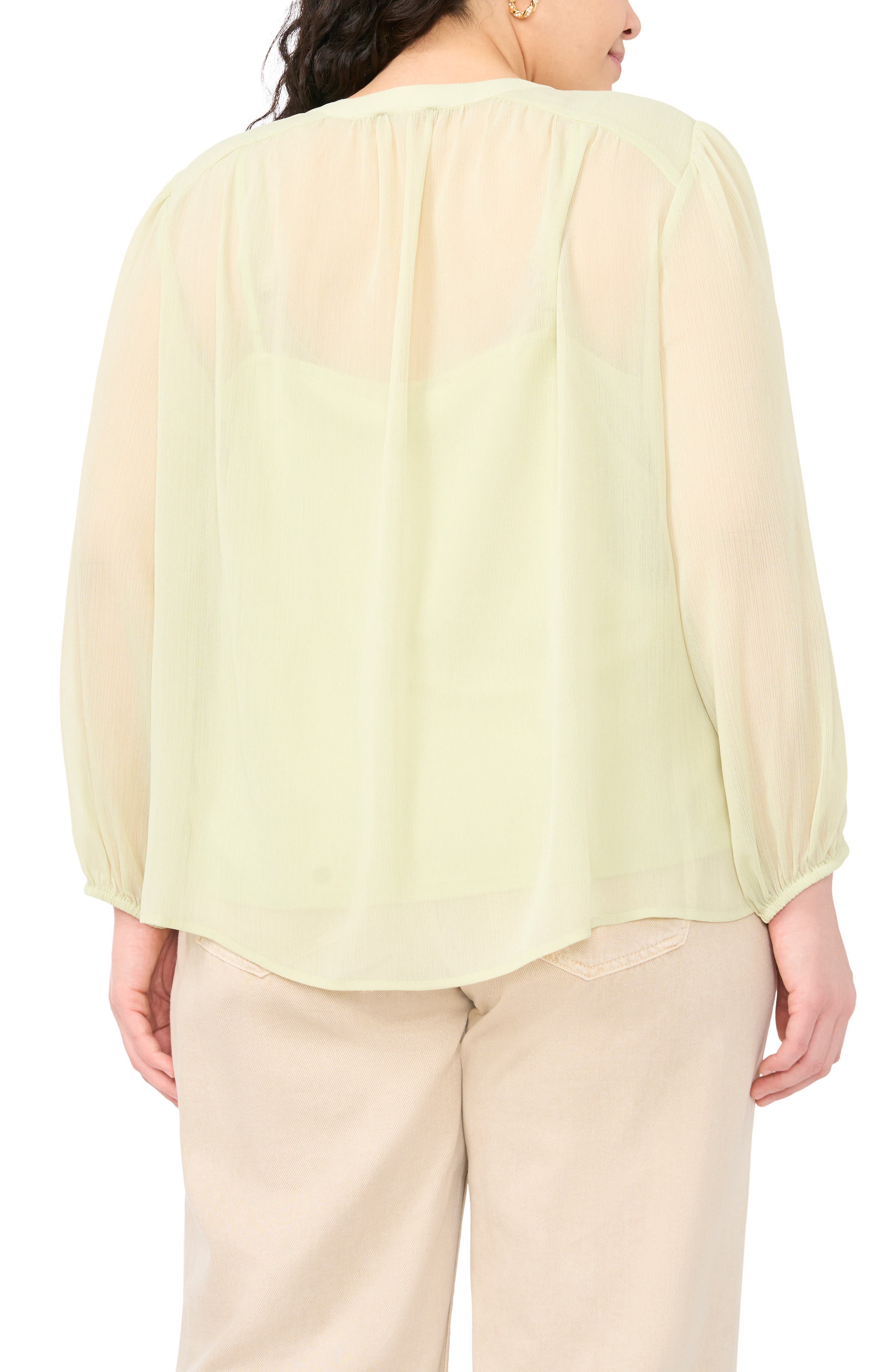 Vince Camuto Shirred Yoke Crinkle Chiffon Top | Nordstrom